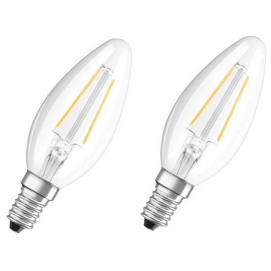 OSRAM Lot de 2 Ampoules LED E14 flamme claire 2,1 W équivalent à 25 W blanc chaud - Cdiscount Maison