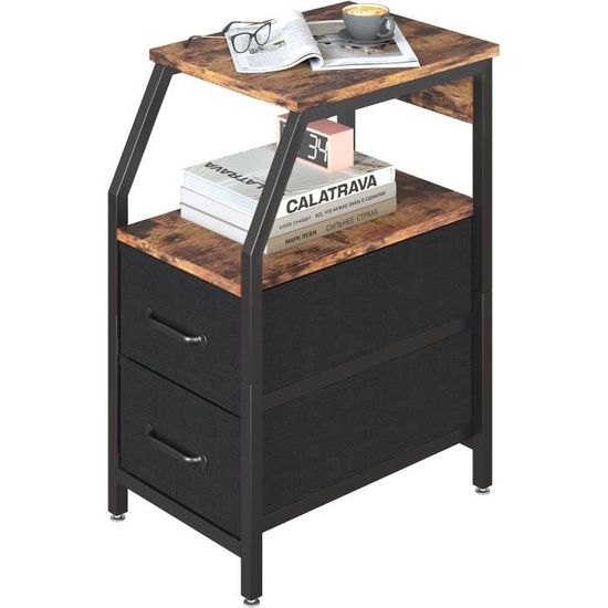 Table D'Appoint Étroite Avec Étagère De Rangement Inclinée Oblique, 2 ...