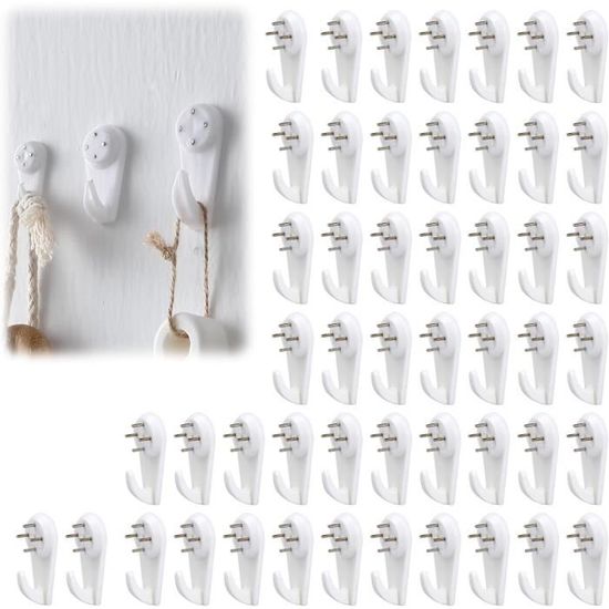 50Pcs Crochet Mural,Accroche Tableau,Plastique Crochets Pour Tableau ...