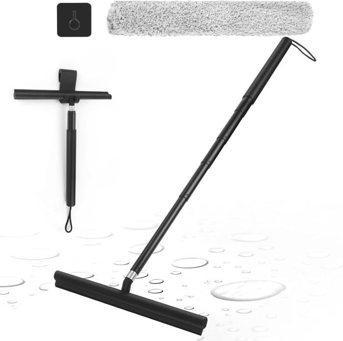 Raclette de Douche 30-140CM, Apritsce Raclette Vitre Telescopique, Noir ...