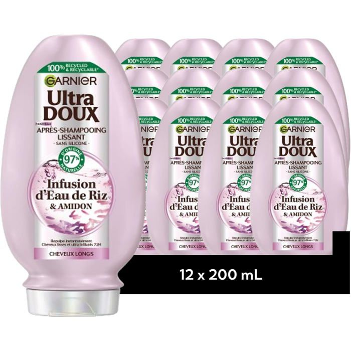 [Lot De 12] Ultra Doux - Après-Shampooing Lissant Douceur & Brillance À ...