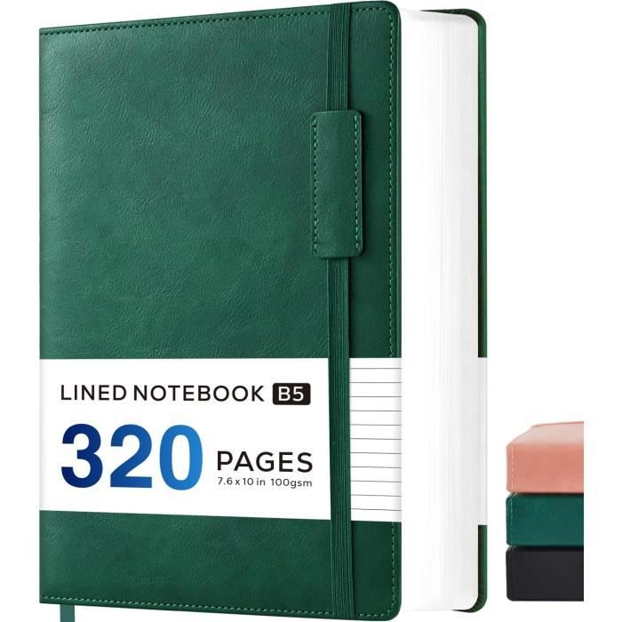 Grand bloc-notes B5 en cuir avec couverture rigide de 320 pages de ...