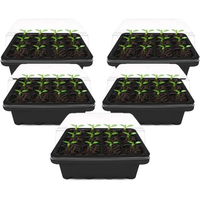 5PCS Bac à semis avec Couvercle, Mini Serre pour semis 12 Cellules ...