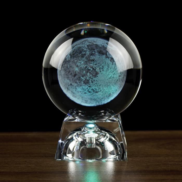 Lune avec socle - 80MM - Système solaire en cristal 3D, modèle lune ...