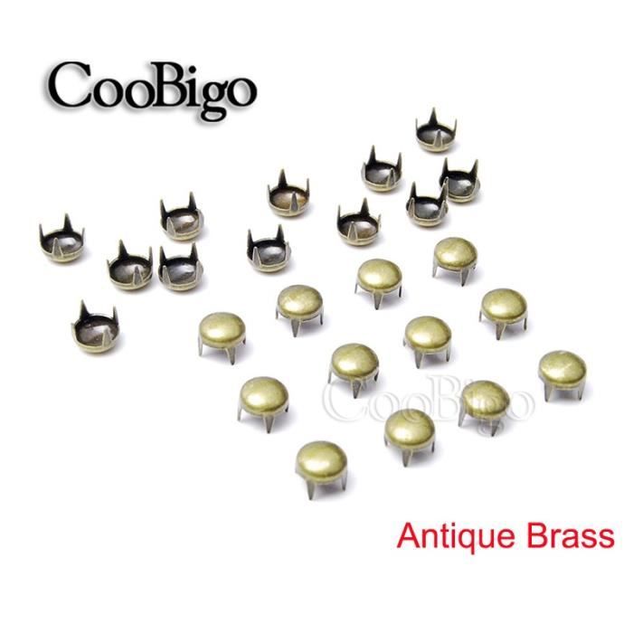 Antique Brass -Rivets en dôme rond de 5mm,200 pièces,pointes,clous ...