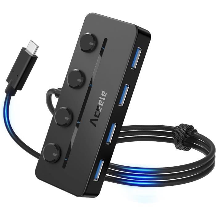 Hub Usb C 4-Port Avec Câble Étendu De 1M-3.3Ft, 5Gbps Data Hub Usb ...