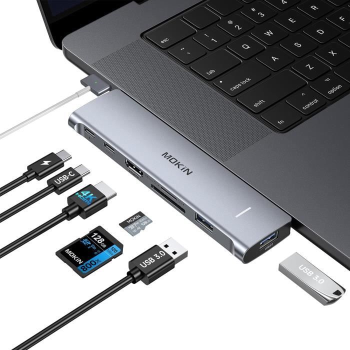 Adaptateur Usb C Pour Macbook Pro-Air, 7 En 2 Thunderbolt 3 Usb C Hub ...