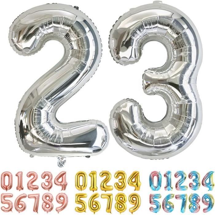 Foil Ballons Chiffre 23-32 Argenté, Grands Ballon Numéro 0 1 2 3 4 5 7 ...