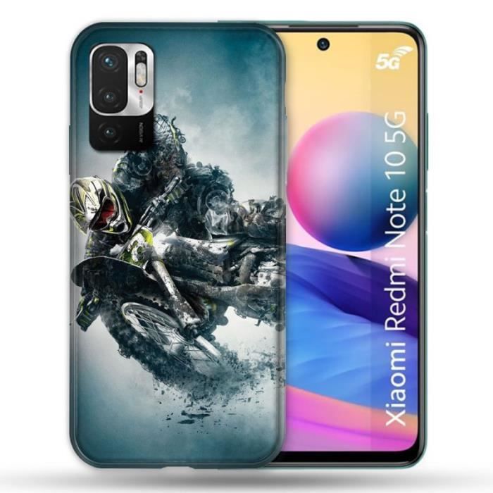 Coque Pour Xiaomi Redmi Note 10 5G Moto Cross Ombre taille unique ...