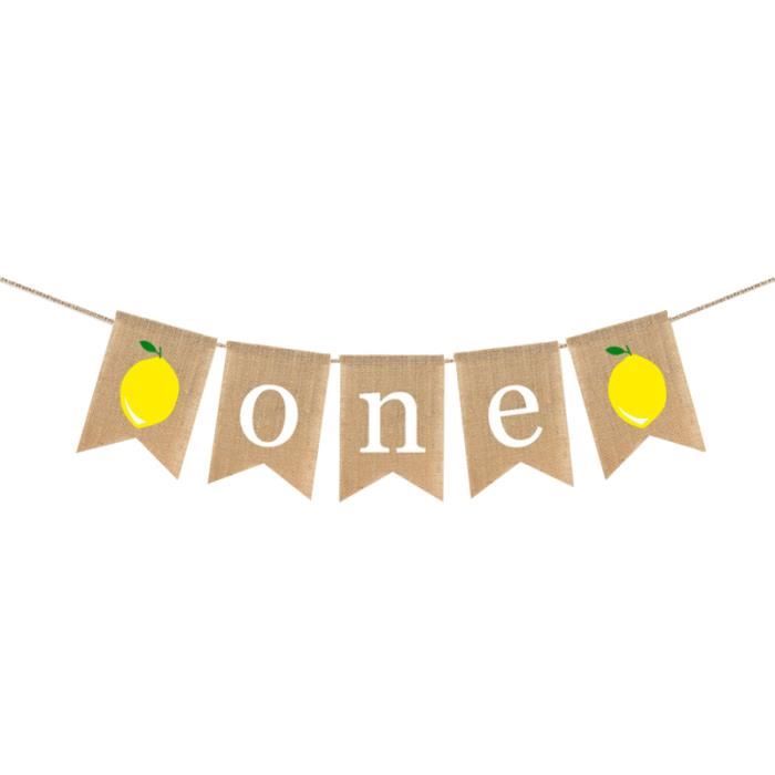 Toile de jute bannière d'été sur le thème bébé citron anniversaire ...