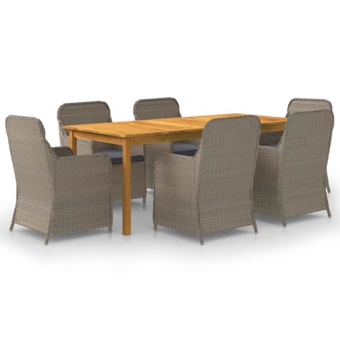 BEL Ensemble de salle à manger de jardin 7 pcs Marron # 5 - Cdiscount ...