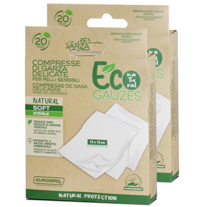 Lot de 2 boîte de 20 compresse de gaze stérile écologique, compresses ...