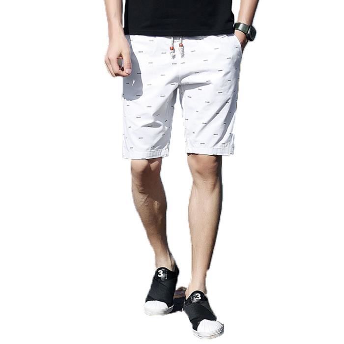 Short Homme grande taille - uni - Tissu au fini lisse - Blanc Blanc ...