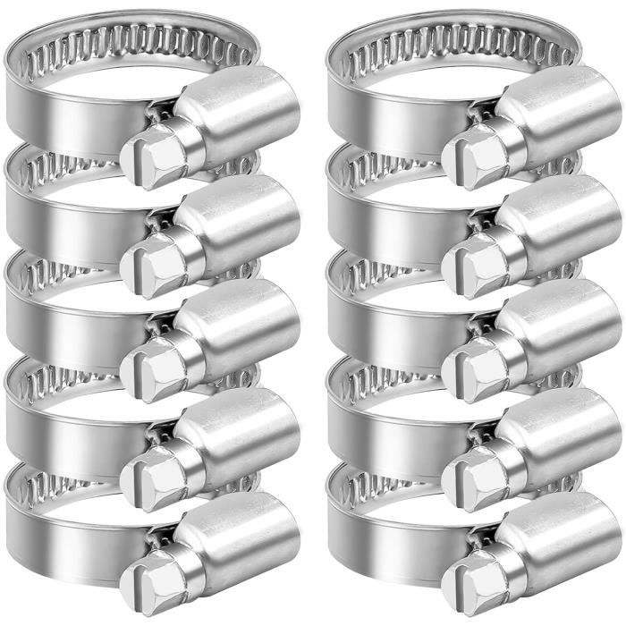 10 Pcs Ø 20-32 mm Collier de Serrage pour Tuyaux Tuyau Clips Ajustable ...