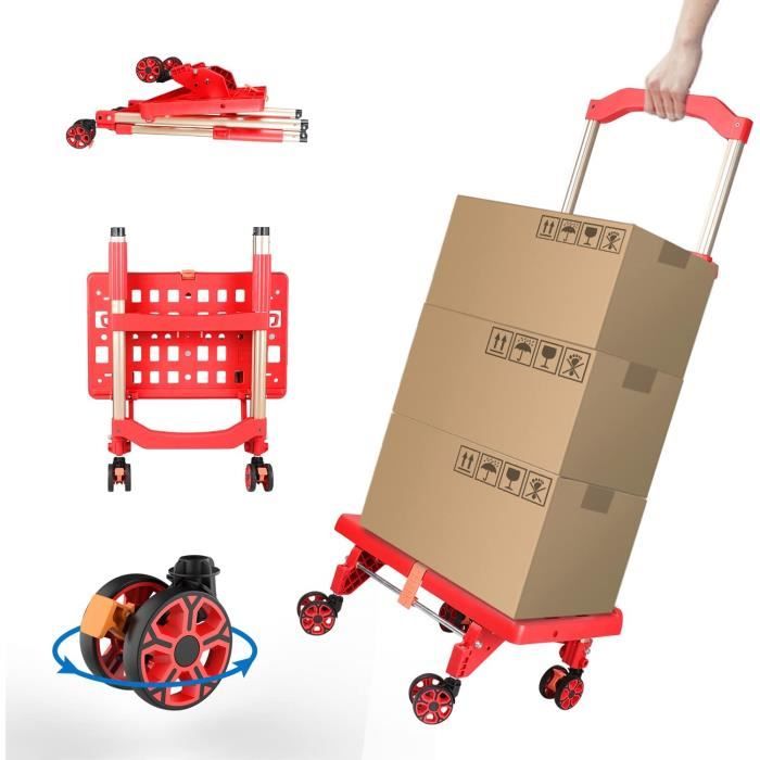 Diable pliable portable très résistant et durable avec roue rotative à ...