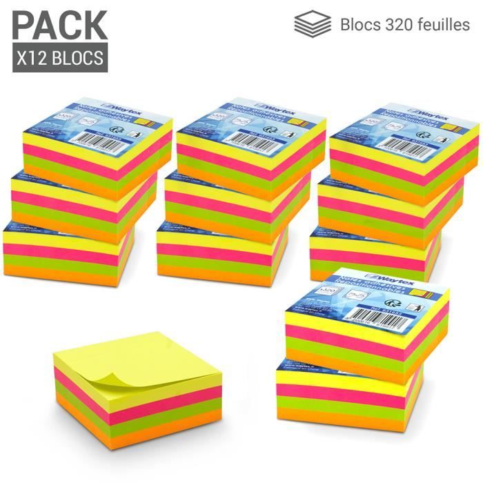 Notes autocollantes - 3840 - 12 blocs de 320 feuillets - Multicolore ...