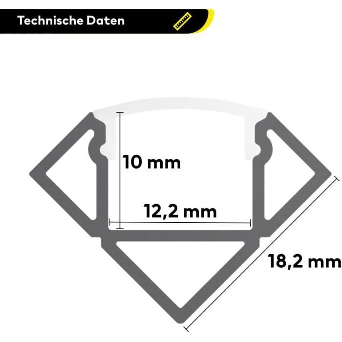Semi-Transparent - Profile Aluminium Led 100 Cm Ecke 45 + Couvercle ...