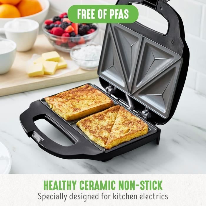 Electric Appareil À Sandwich, Plaques Antiadhésives En Céramique Saine, Croque Monsieur, Presse ...