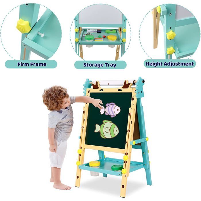 Tableau Enfant 3 en 1 3 en 1 avec Chevalet Magnétique et Accessoires ...