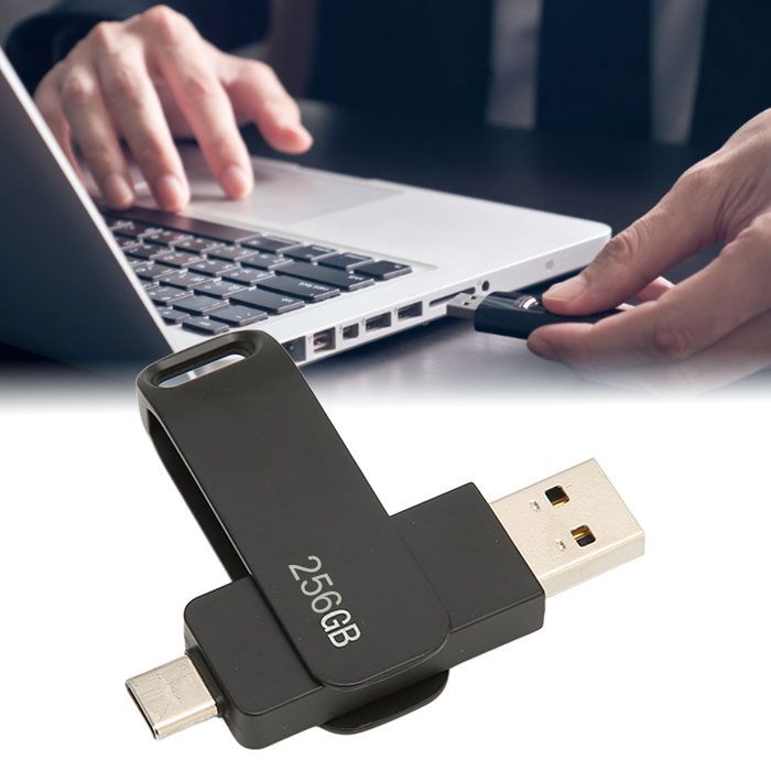 Clé USB 3.0 Double Interface Type-C et USB-A Rotative en Métal 256GB ...