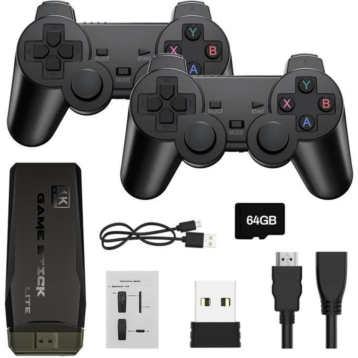 Console Rétro Game stick lite 4K Soutenez 15000 jeux ， Double manette ...