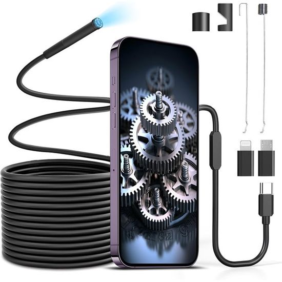 Endoscope Caméra d'inspection, Caméra Endoscopique Serpent 1080P 8mm ...
