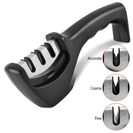 Aiguiseur manuel de couteau et lame, 3 niveaux pour polir, affûter et ...