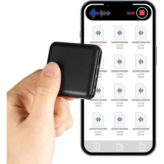 Mini Enregistreur Vocal Numérique 64 Go Avec Reconnaissance Vocale 160 Heures D'Enregistrement ...