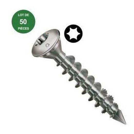 SPAX Vis Inox A2 pour pied de poteau Torx 40 8x50mm filet 44mm 50 ...