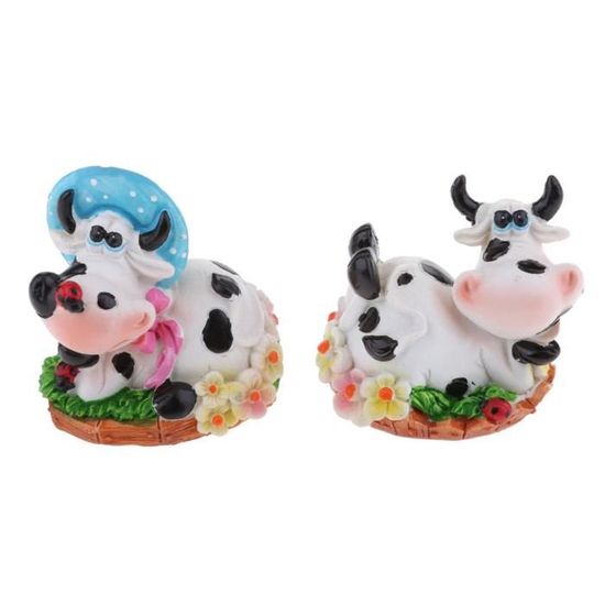 2x Miniature Jardin Terrarium Figurines Vache Décor Bonsaï Bricolage Artisanal chiwanji ...