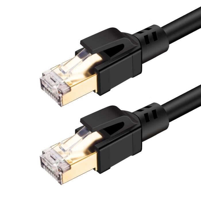 Cable Cat 8 EthernetLAN RJ45 Cable Réseau SFTP Vitesse 40 Gbps ...