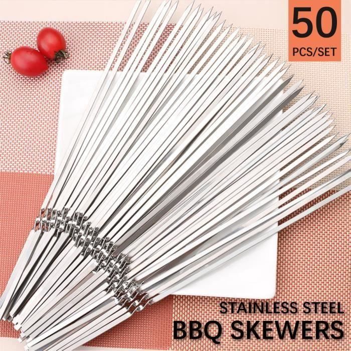 50PCS 30cm brochettes barbecue en acier inoxydable bâton grill kebab ...