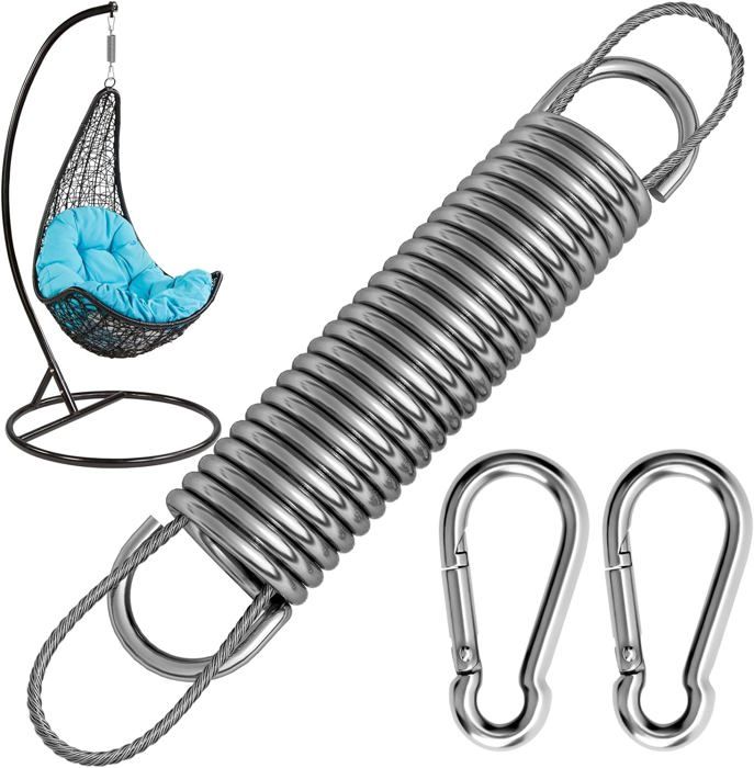 Fauteuil suspendu à ressort Swing Spring avec capacité de charge de 300 kg - 2 mousquetons M10 ...