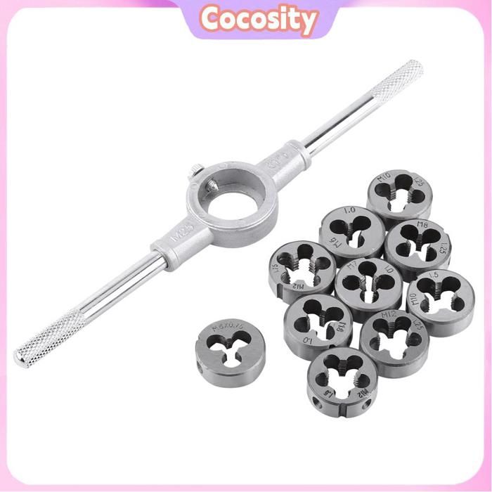 Cocosity Kit Outils à Main pour Filetage et Taraudage 11PCS: Clé à Dé ...