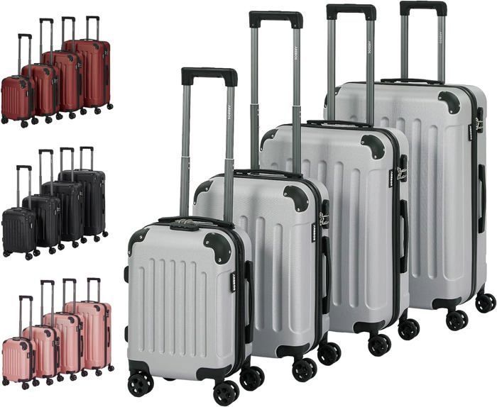 AREBOS Valise de Voyage, Set de 4 valises I Coque Rigide ABS I Trolley ...
