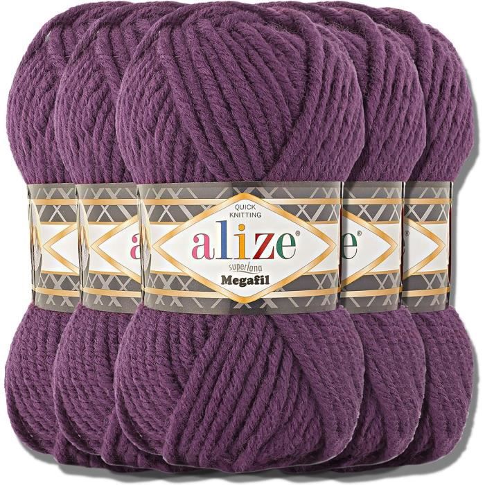 Alize 5 X 100 G Superlana Megafil Laine Turque Super Bulky Fil Chenille ...