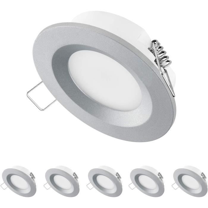 Led Spots Encastrables Ultra Plats | 3.5W 300 Lm 230V | Cadre Argent - Blanc Chaud | Lot De 5 ...