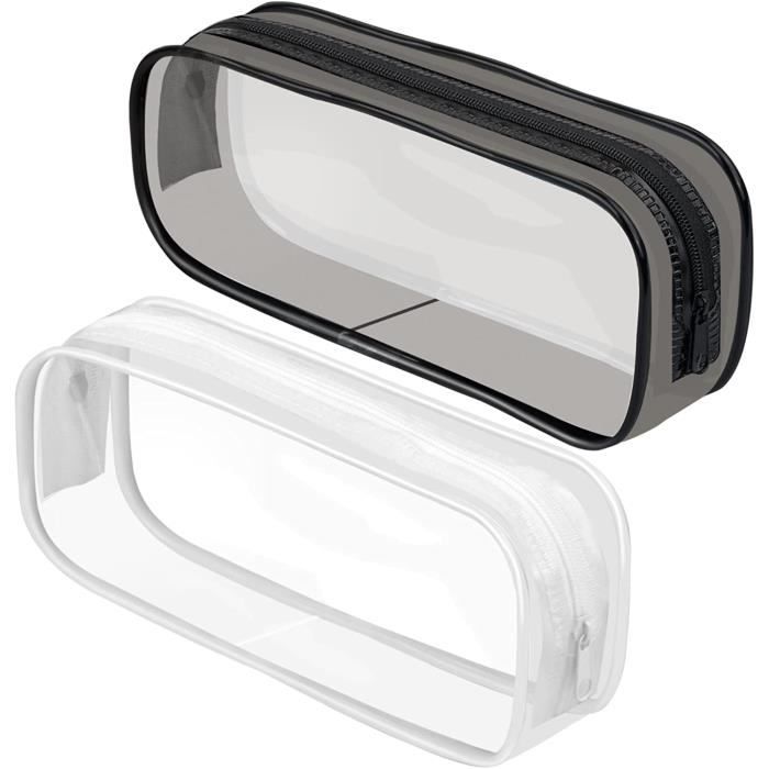 Trousse Stylo en PVC Transparente 2 Pièces Trousse à Crayons avec ...