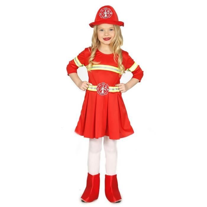 Déguisement enfant - POMPIER - Fille - 10/12 ans - Bonnet rouge - Robe ...