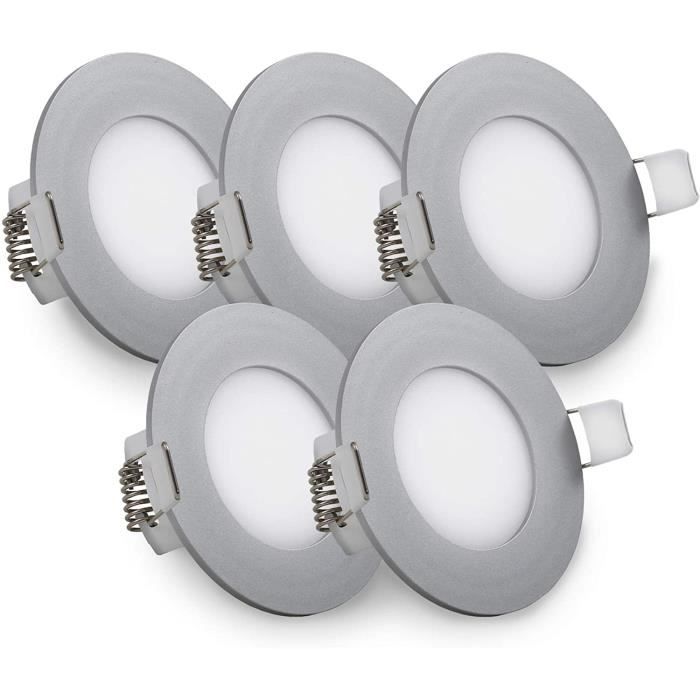 Lot de 5 spots LED encastrables ultra-plats, spots plafond encastrables avec platine LED 5W ...