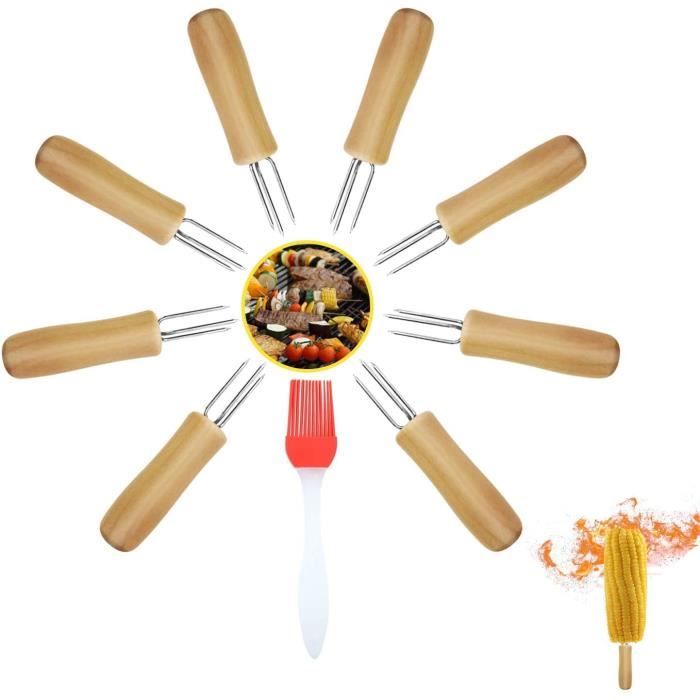 Bbq grill lot de 8 brochettes de maïs en acier inoxydable avec 1 brosse ...