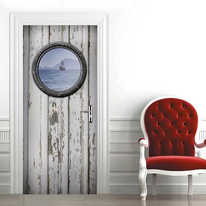 Sticker Porte 3D - Vinyle - Hublot De Navire - 77x200cm - Facile à ...