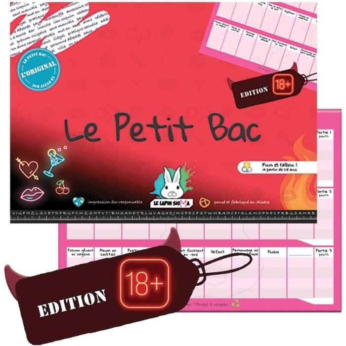 Jeu Du Petit Bac - Edition + De 18 Ans - Bloc Prêt À Jouer De 50 Pages ...