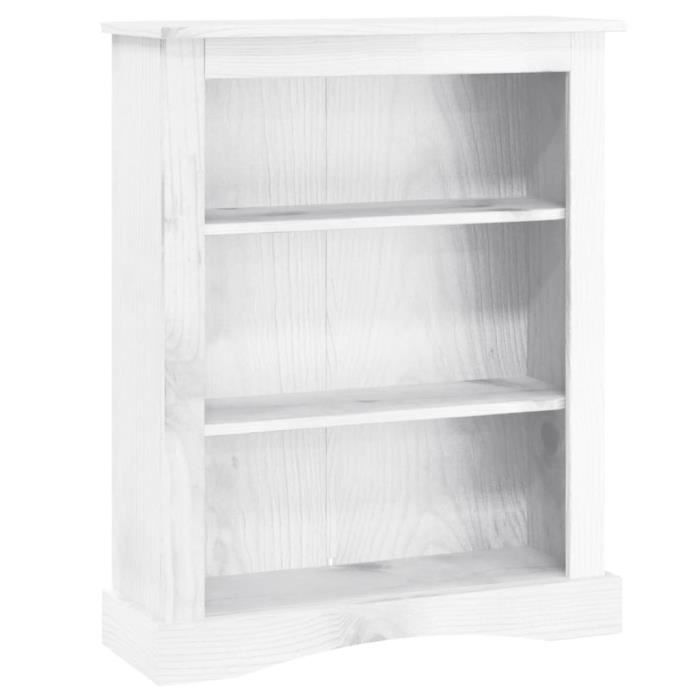 Bibliothèque 3 niveaux Corona Pin mexicain Blanc 81x29x100 cm ...