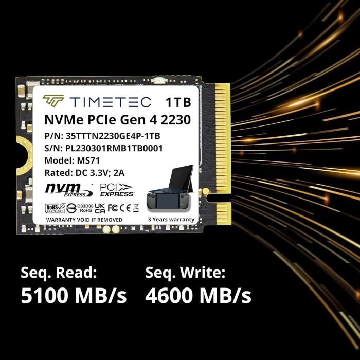 Timetec SSD M.2 2230 NVMe PCIe Gen 4x4 1 To - Cdiscount Informatique