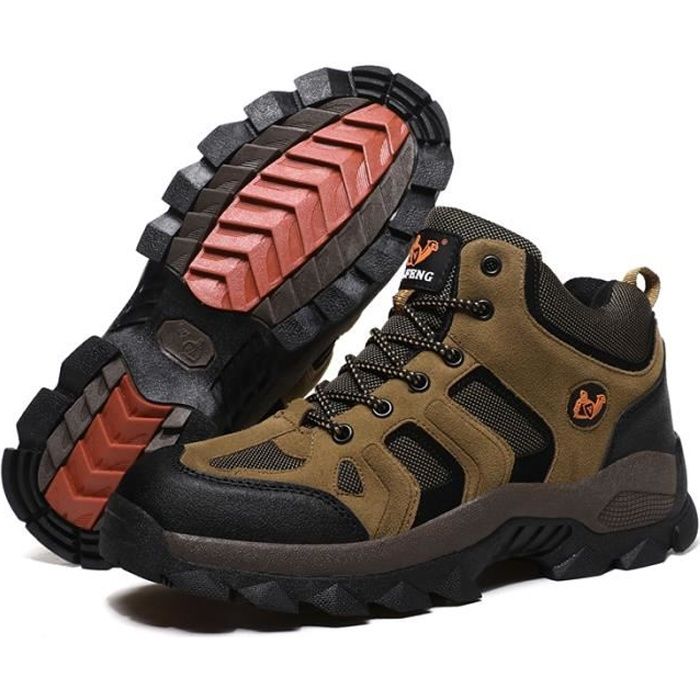 Chaussures Marche-Rando Homme Trekking Suédé Cuir Marron Maintien ...