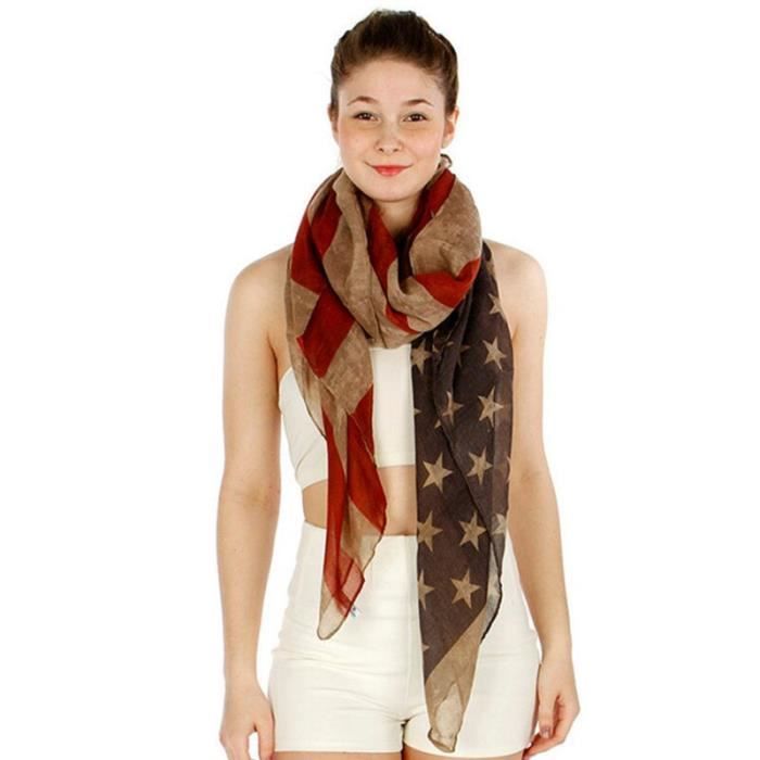 Vintage Drapeau Américain Infinity Écharpe 4 Juillet Drapeaux Grande ...