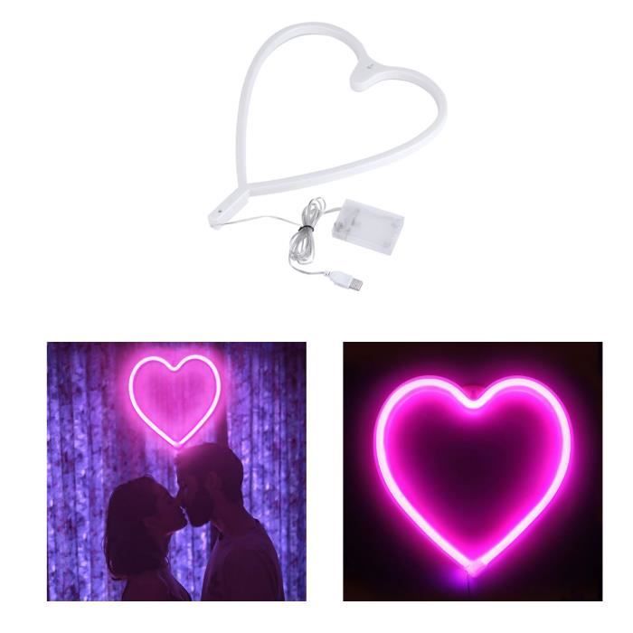 Coeur néon LED rose néon signe applique murale coeur néons lumières ...