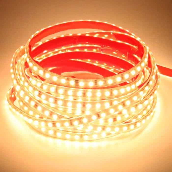 Ruban Led 5M Autocollant 220V Puissant Blanc Chaud Avec Interrupteur, 5 ...