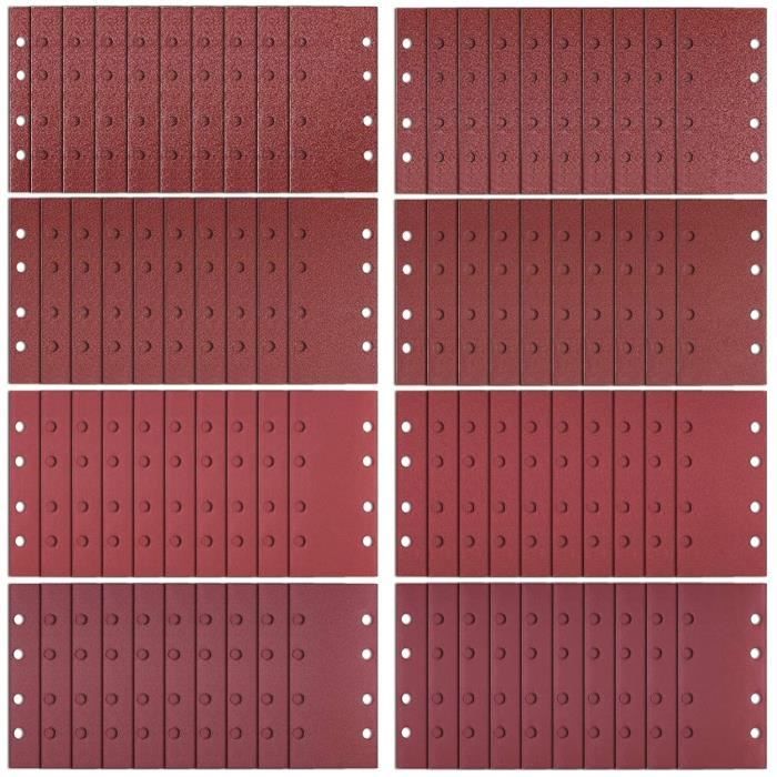 Lot De 80 Feuilles Abrasives De 93 X 185 Mm Avec 8 Trous, Papier ...